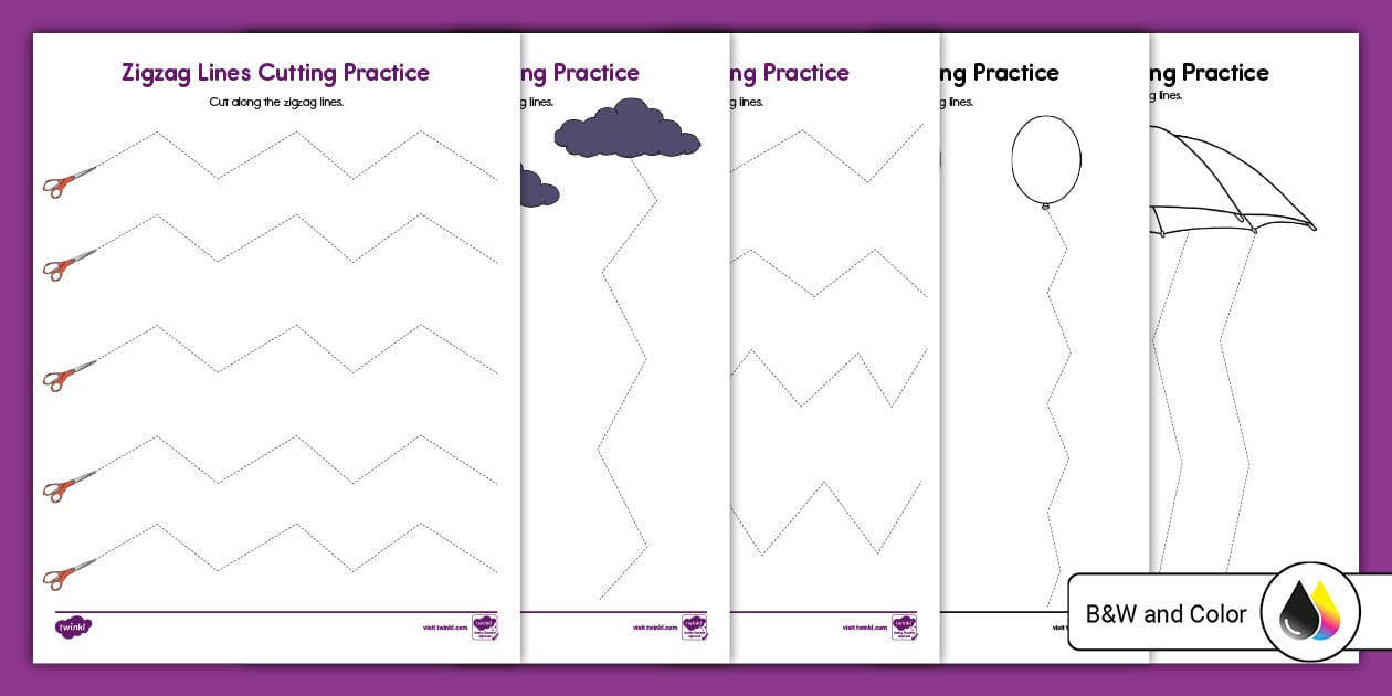 Zigzag Lines Cutting Practice Activity Sheets (teacher made)
