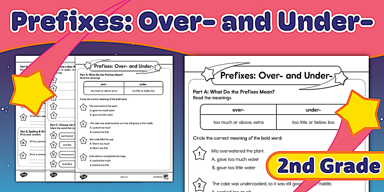 Second Grade Prefixes: Over- and Under- Worksheet