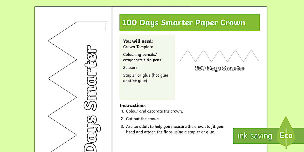 100th Day of School Crown Craft (Teacher-Made) - Twinkl