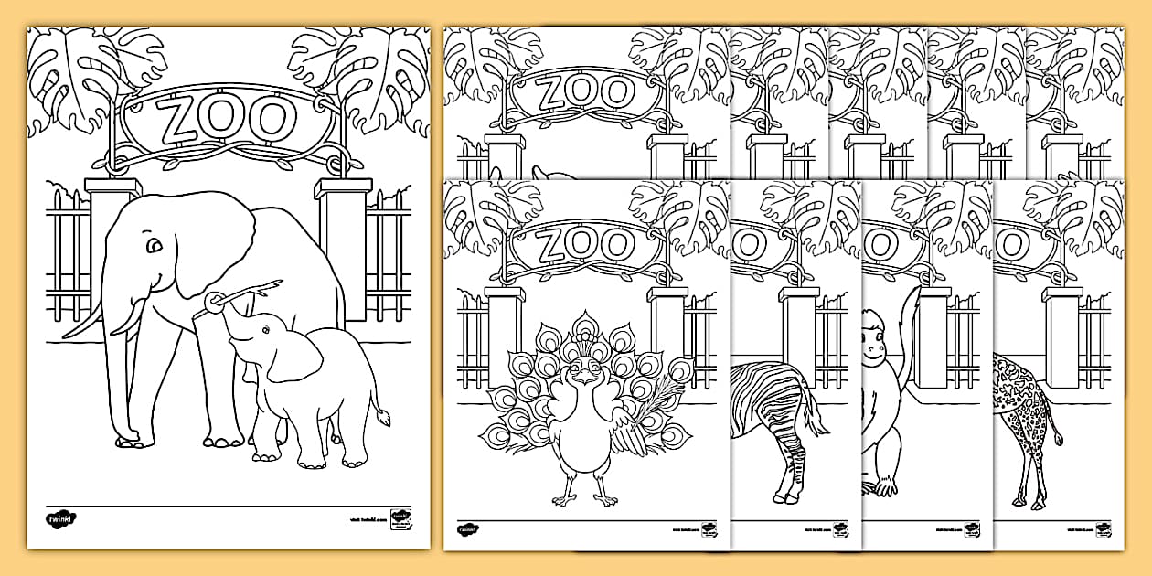 Zoo Animals Coloring Pages (teacher made) - Twinkl
