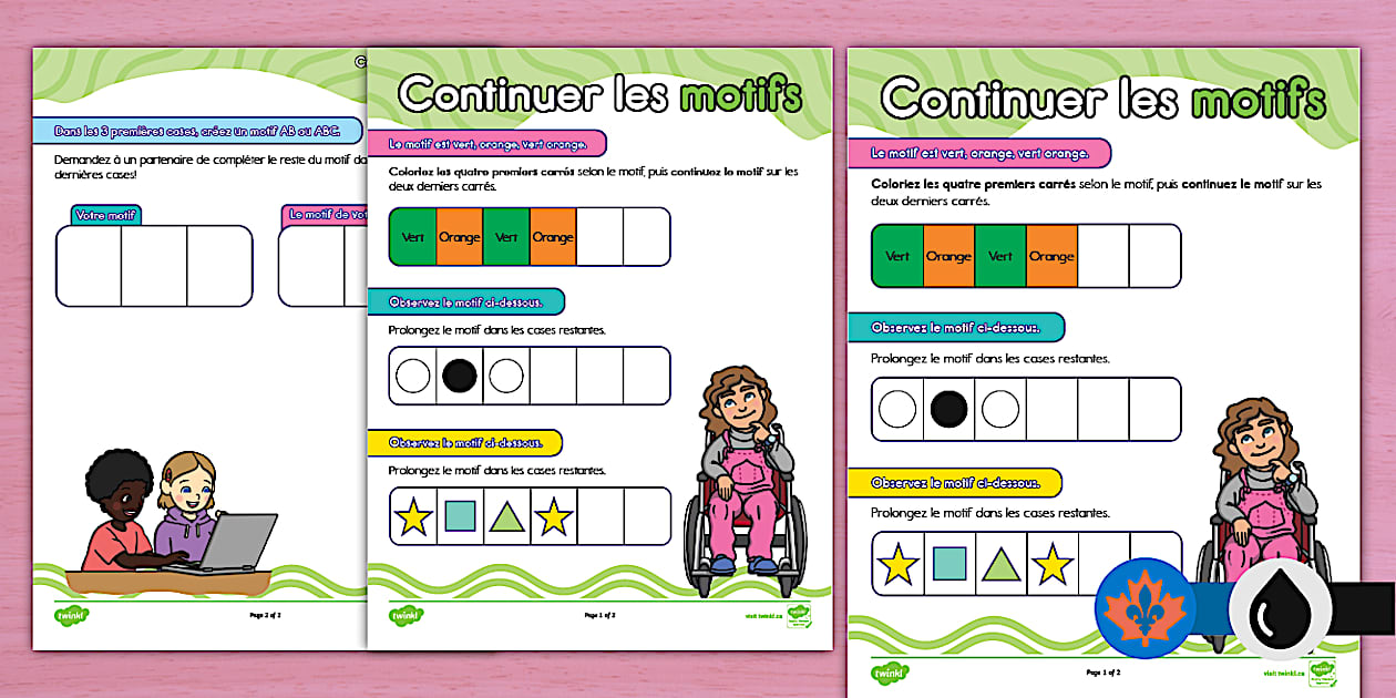 Grade 1 Algebra Worksheet 4 French