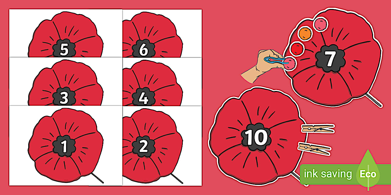 Remembrance Day Fine Motor Skills Number Activity | Twinkl