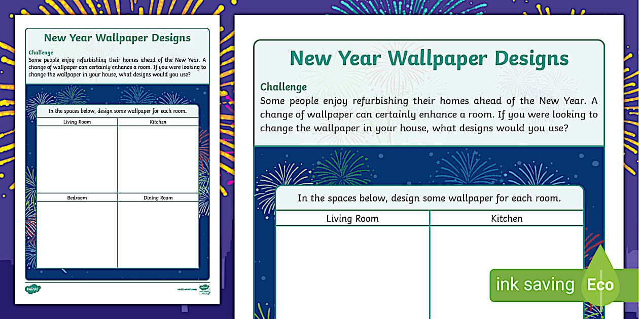 New Year Wallpaper Designs Worksheet | Twinkl (Teacher-Made)