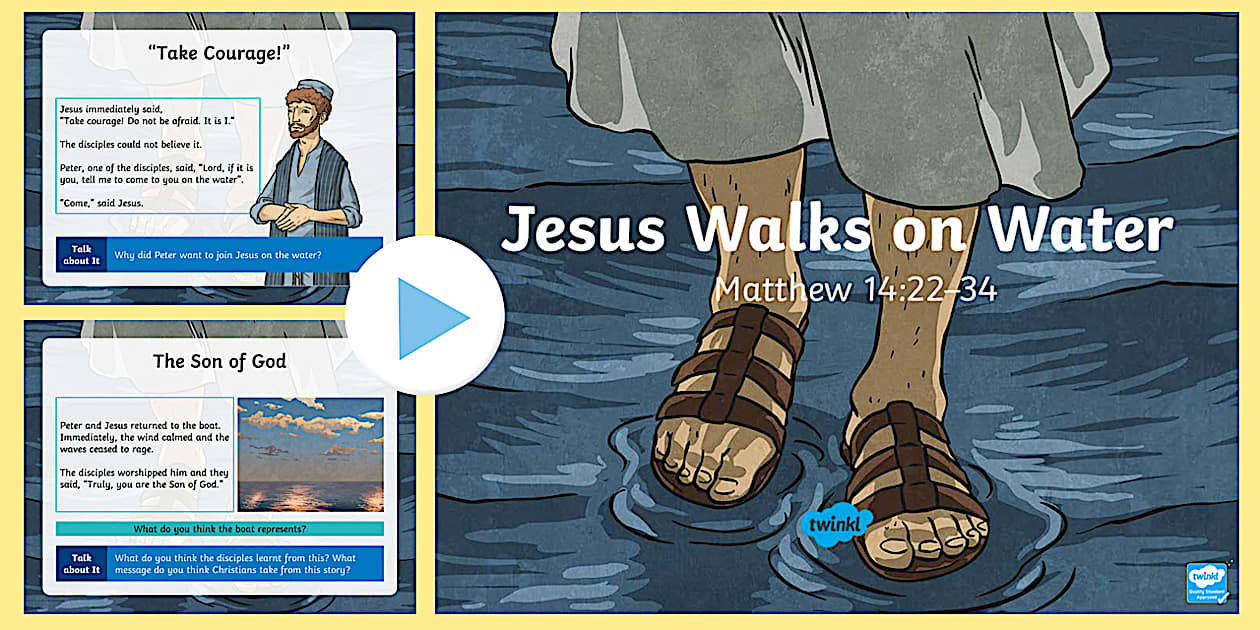 Editable KS2 Jesus Walks on Water PowerPoint - Twinkl