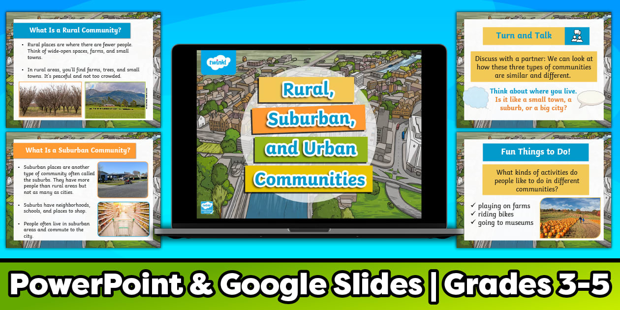 Rural, Suburban, and Urban Communities PowerPoint & Google Slides for ...