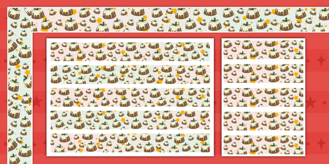 Christmas Pudding Display Borders (Teacher-Made) - Twinkl
