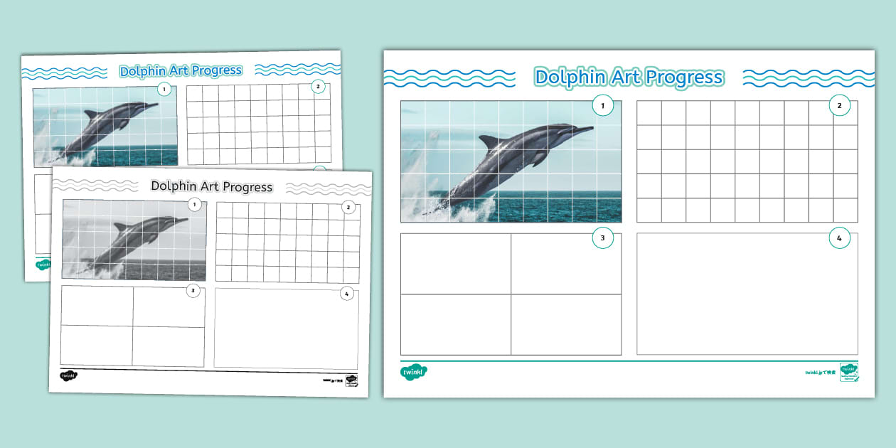 Dolphin Art Progress Template (teacher made) - Twinkl