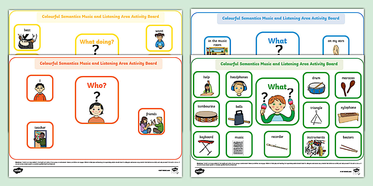 Colourful Semantics Music and Listening Area Activity Board