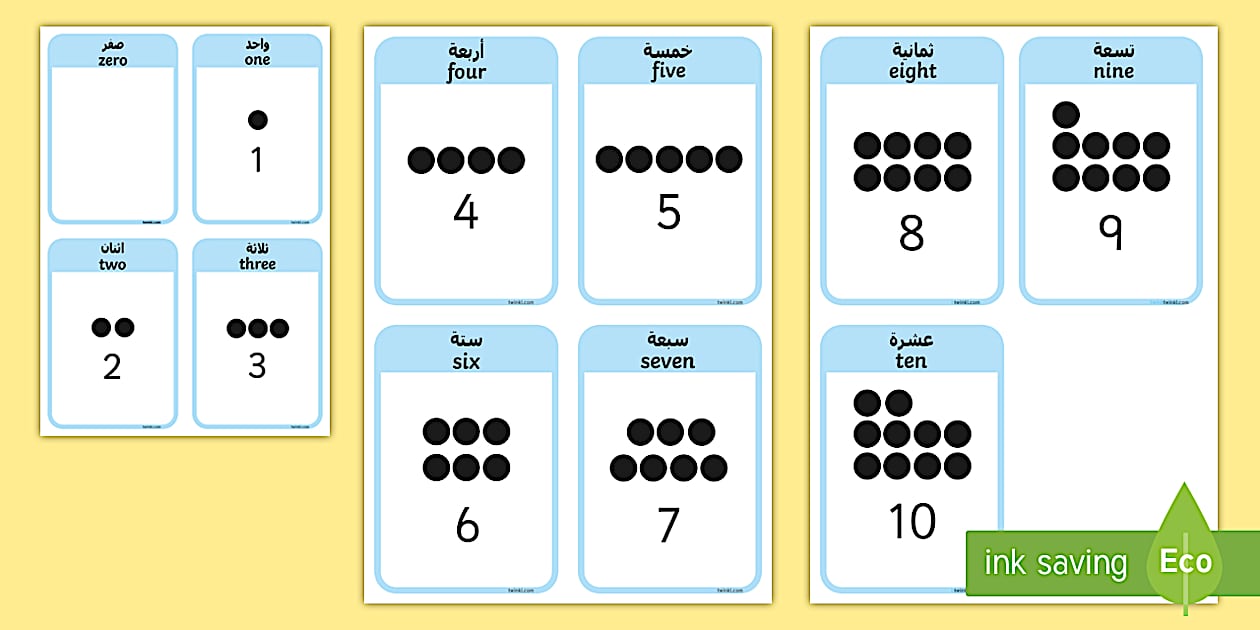 0 to 10 Number Flashcards English/Arabic - Twinkl