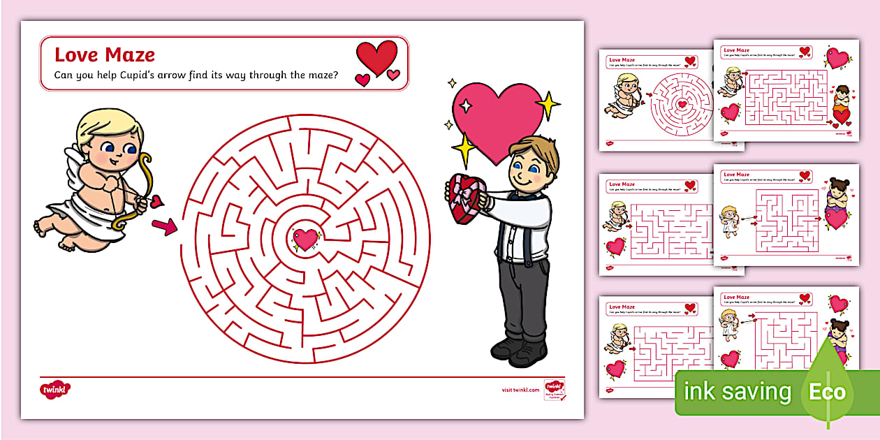 Love Maze Activity Worksheets | Twinkl | Mazes | KS1