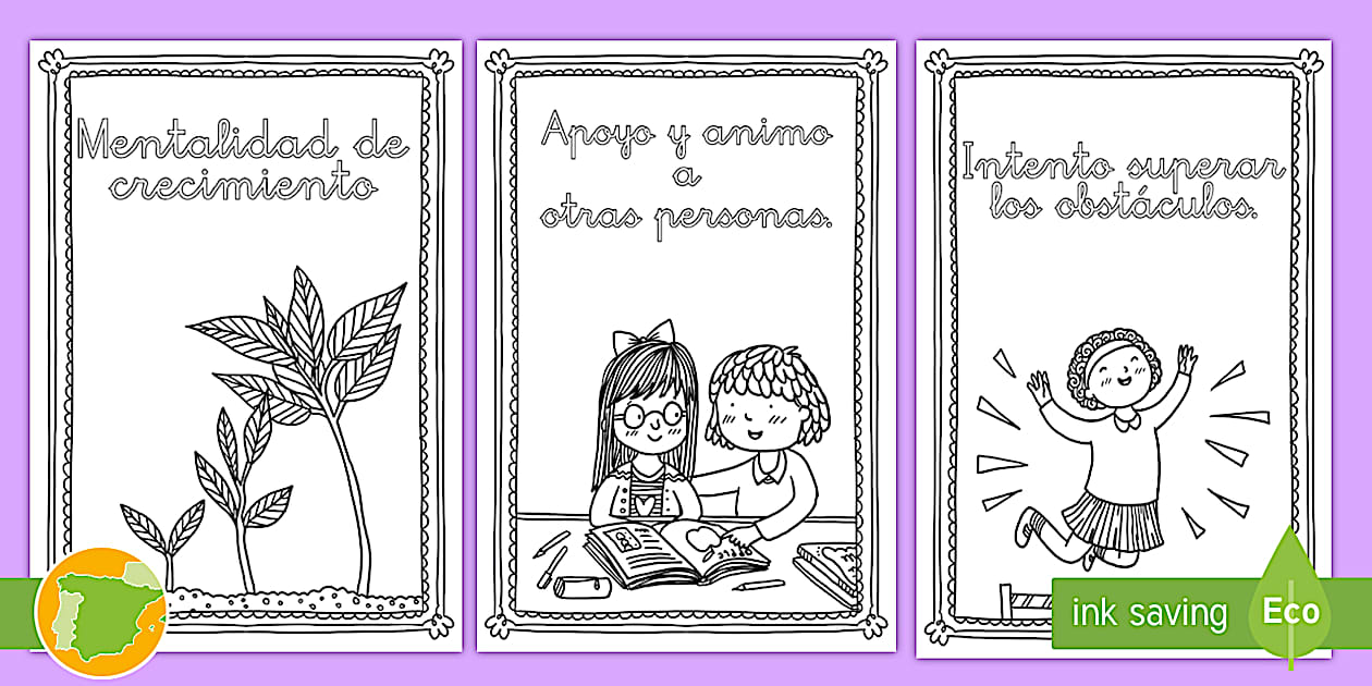 Hojas de colorear: Mentalidad de crecimiento