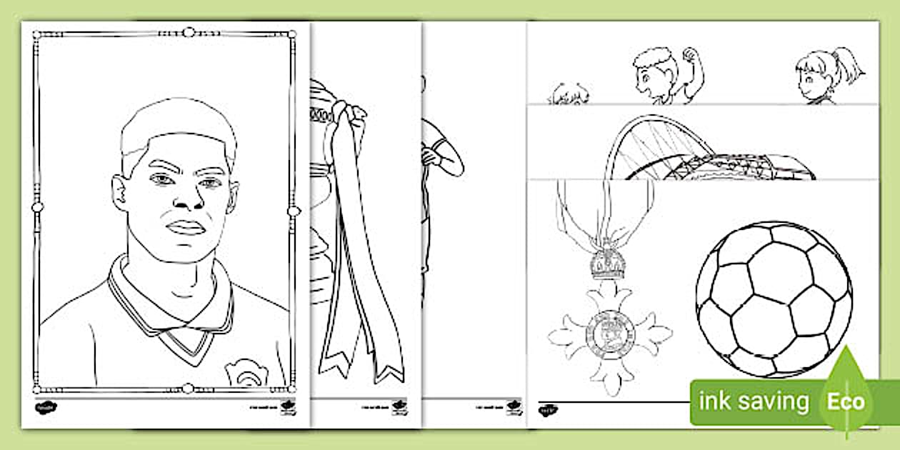 Marcus Rashford Colouring Sheets, Primary Resources,Football