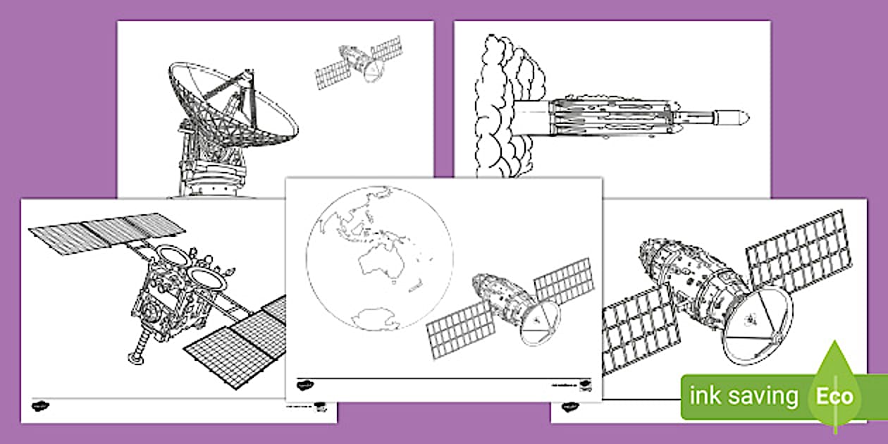 Satellites in Space Colouring Pages - Twinkl