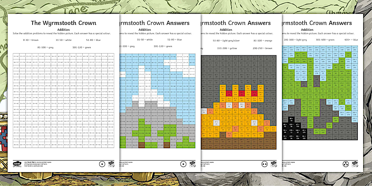 KS2 Addition Mosaic Differentiated Worksheet (KS2 Fantasy Story 'The