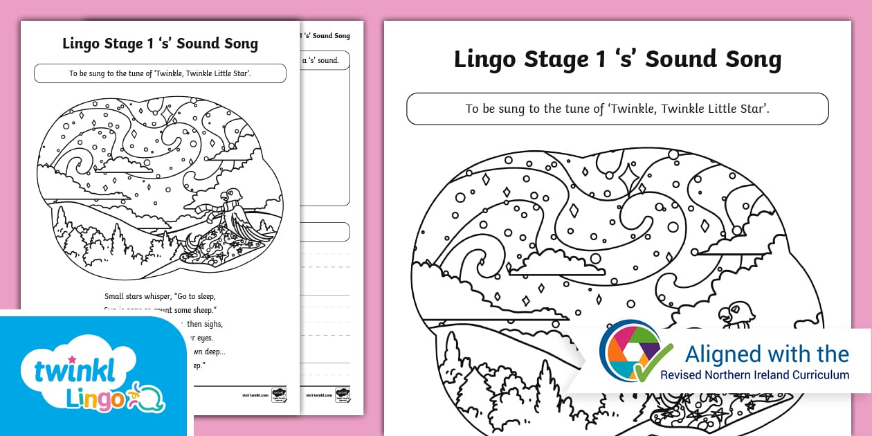 Lingo Stage 1 's' Sound Song Activity Sheets (teacher made)