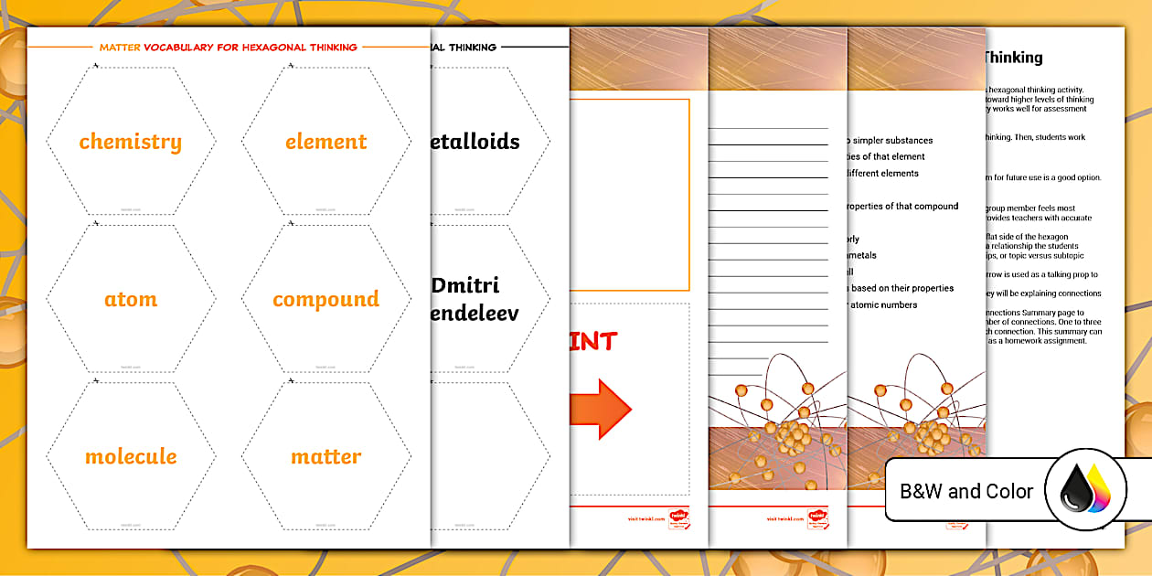 Sixth Grade Science Hexagonal Thinking - Matter & Energy