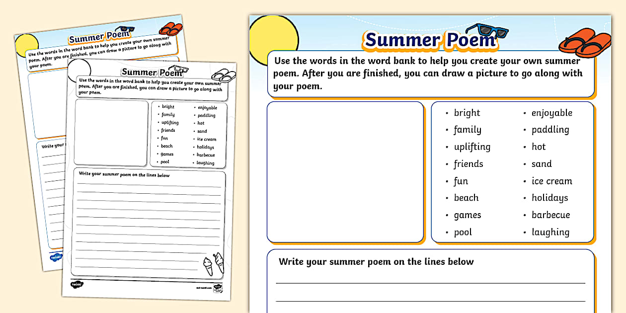 Summer Poem Writing Template (creat de profesori) - Twinkl