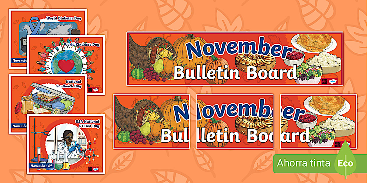 Periódico mural noviembre - inglés (teacher made) - Twinkl