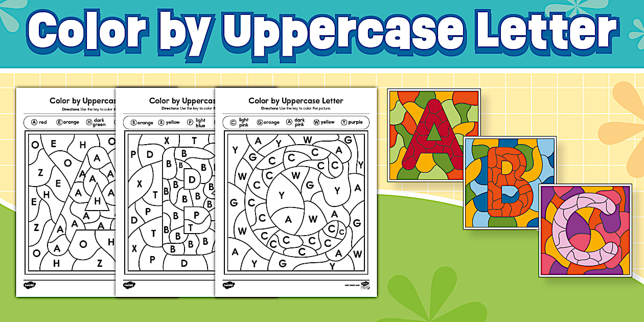 Alphabet Color by Uppercase Letter Worksheets