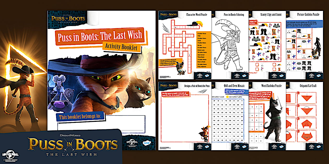 FREE! - Puss in Boots Activity Booklet (Teacher-Made)
