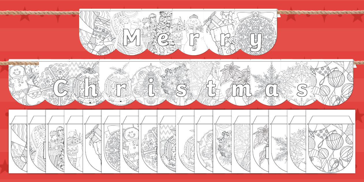 KS2 Merry Christmas Colouring Display Bunting (teacher made)