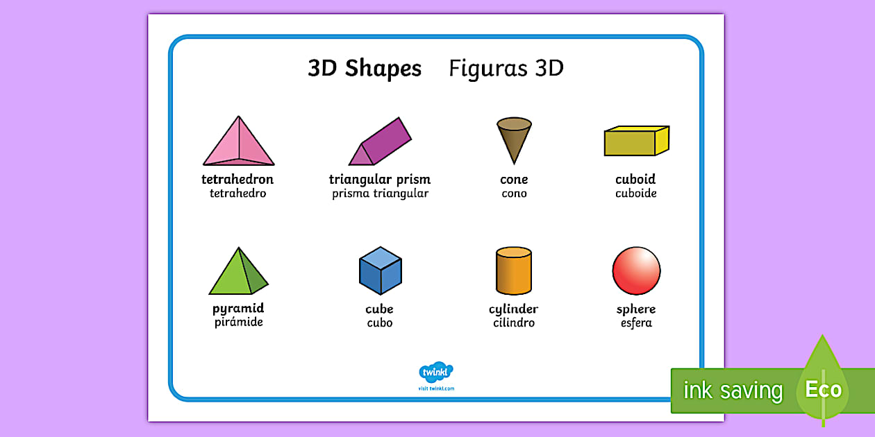 3D Shapes Word Mat English/Spanish - Twinkl