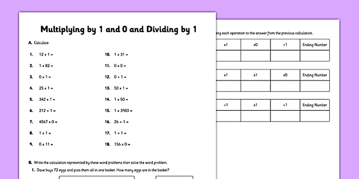 Multiplying and Dividing by 1 and 0 (teacher made) - Twinkl