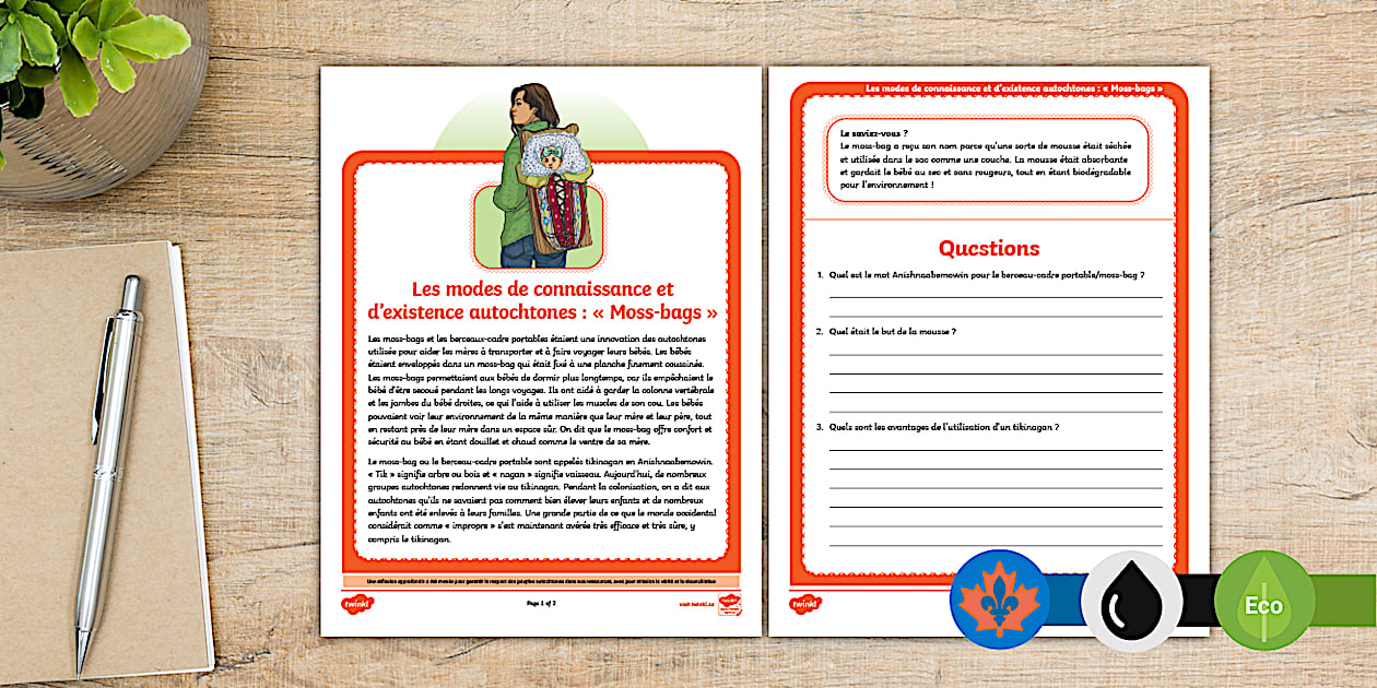 Moss Bag Reading Comprehension Activity French
