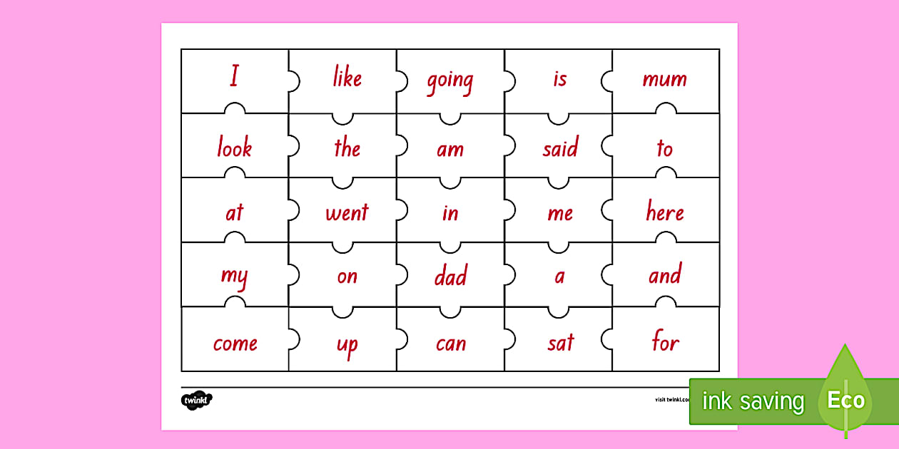 Black and White New Zealand Magenta Sight Words Jigsaw Puzzle