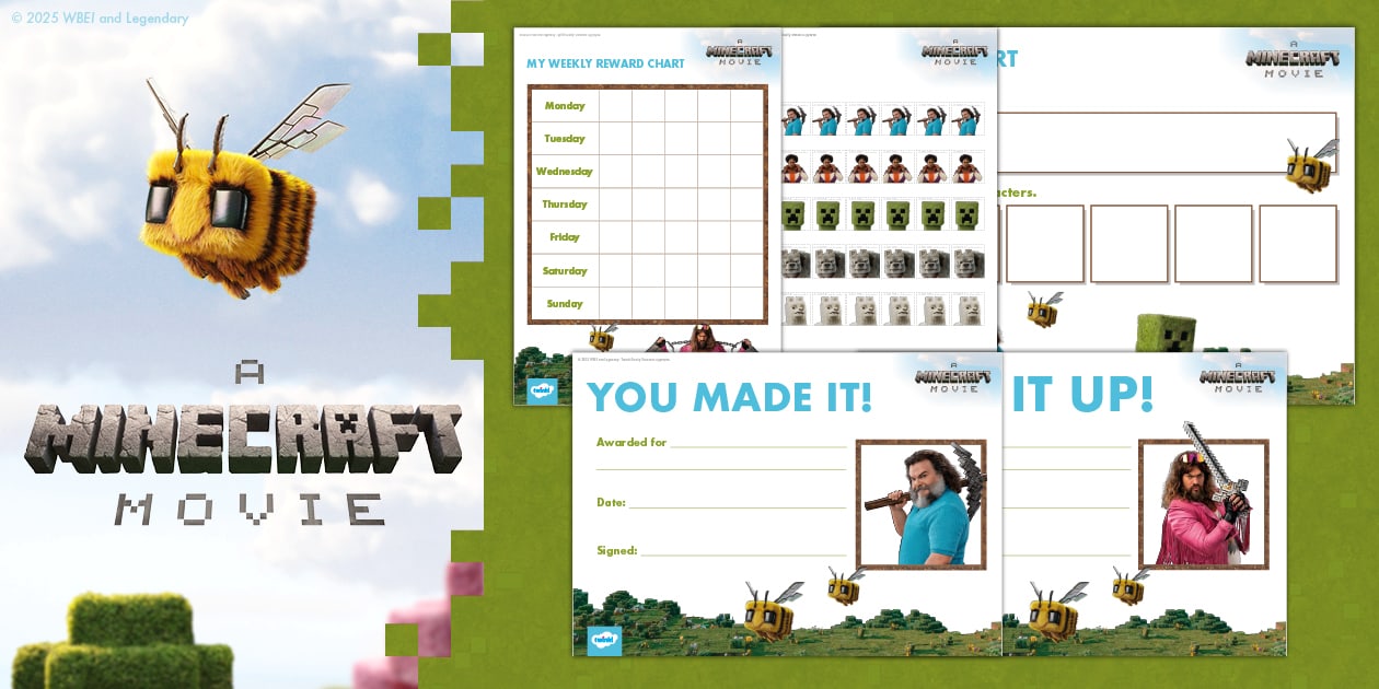 Minecraft Reward Chart and Minecraft Certificate