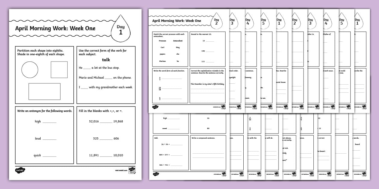 Third Grade April Morning Work Bundle (teacher made)