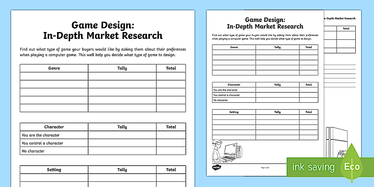 CfE Game Design In-Depth Market Research Worksheet / Worksheet