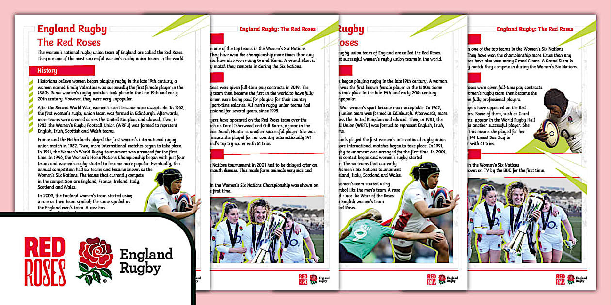 England Rugby: The Red Roses Reading Comprehension 7-9