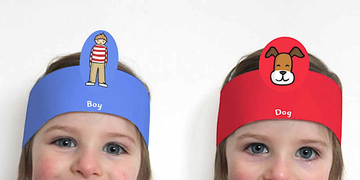 Black and White Role Play Headbands to Support Teaching on The Blue Balloon