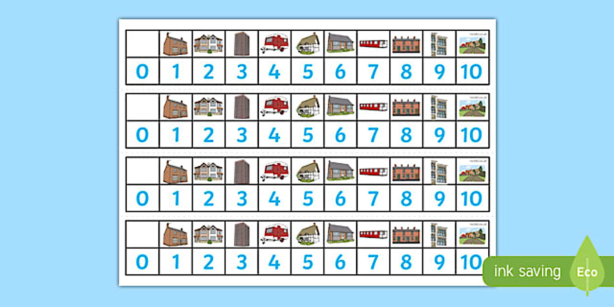 Houses and Homes Number Track (1-10) (teacher made) - Twinkl