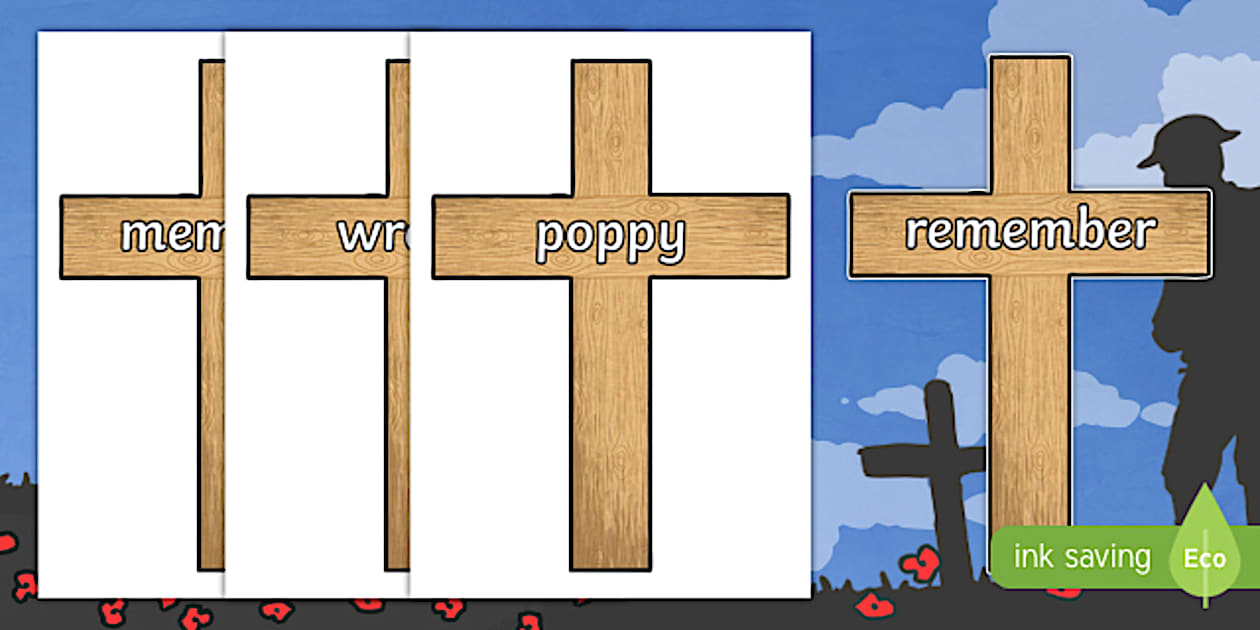 Remembrance Day Crosses Topic Words on Topic Images - Twinkl