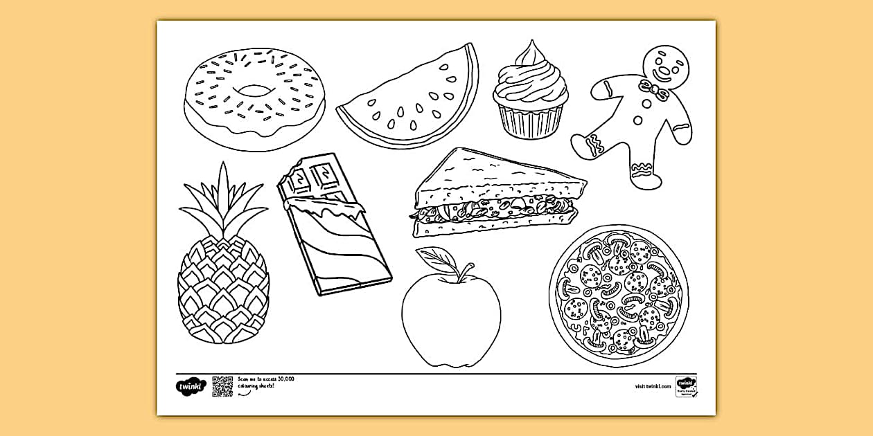 Printable Food Colouring Page - Primary School - Twinkl