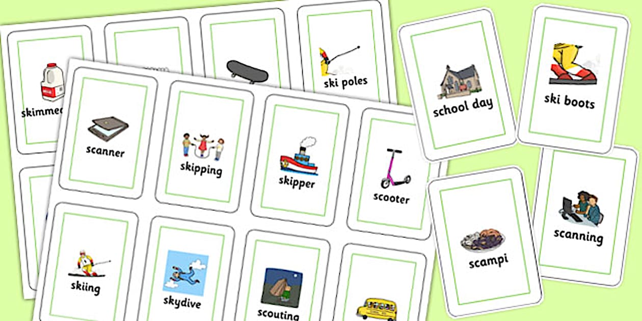 Dyslexic Two Syllable 'SC', 'SK' Flash Cards (Teacher-Made)