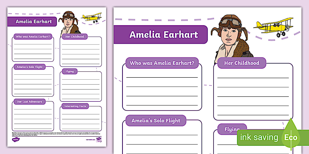 Amelia Earhart Fact File Template (Teacher-Made) - Twinkl