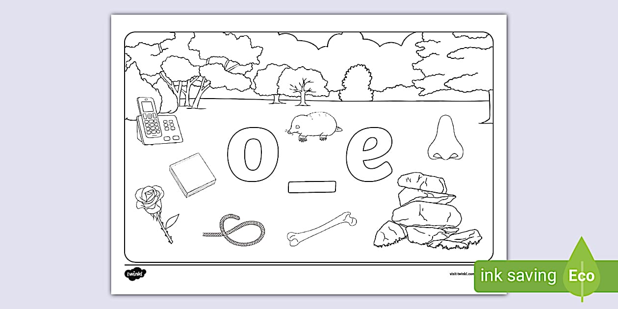 o_e Sound Loaded Colouring Page (teacher made) - Twinkl