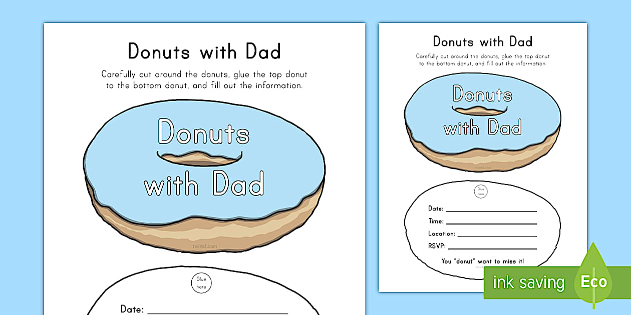 Donuts with Dad Invitation Cards | Father’s Day | Twinkl USA