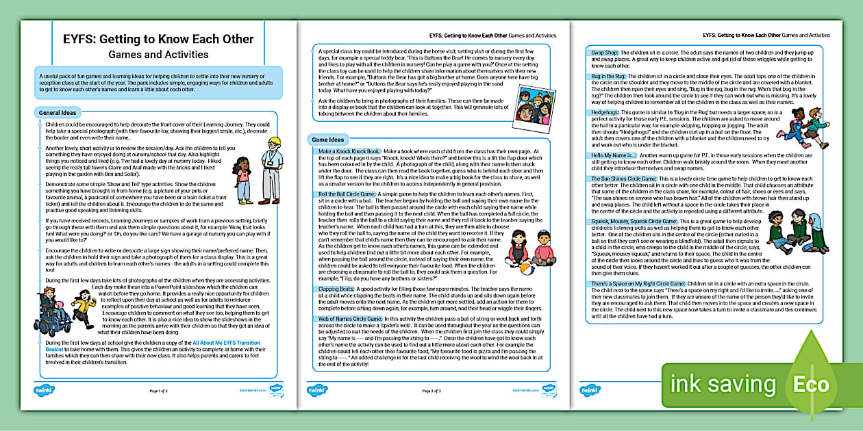 EYFS Getting to Know You Activities and Games (teacher made)