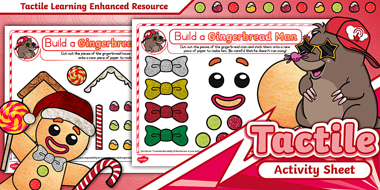 Preschool - Christmas - Worksheet: Build a Gingerbread Man