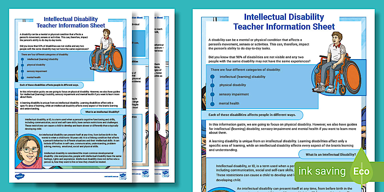Intellectual Disability Teacher Information Sheet - Twinkl