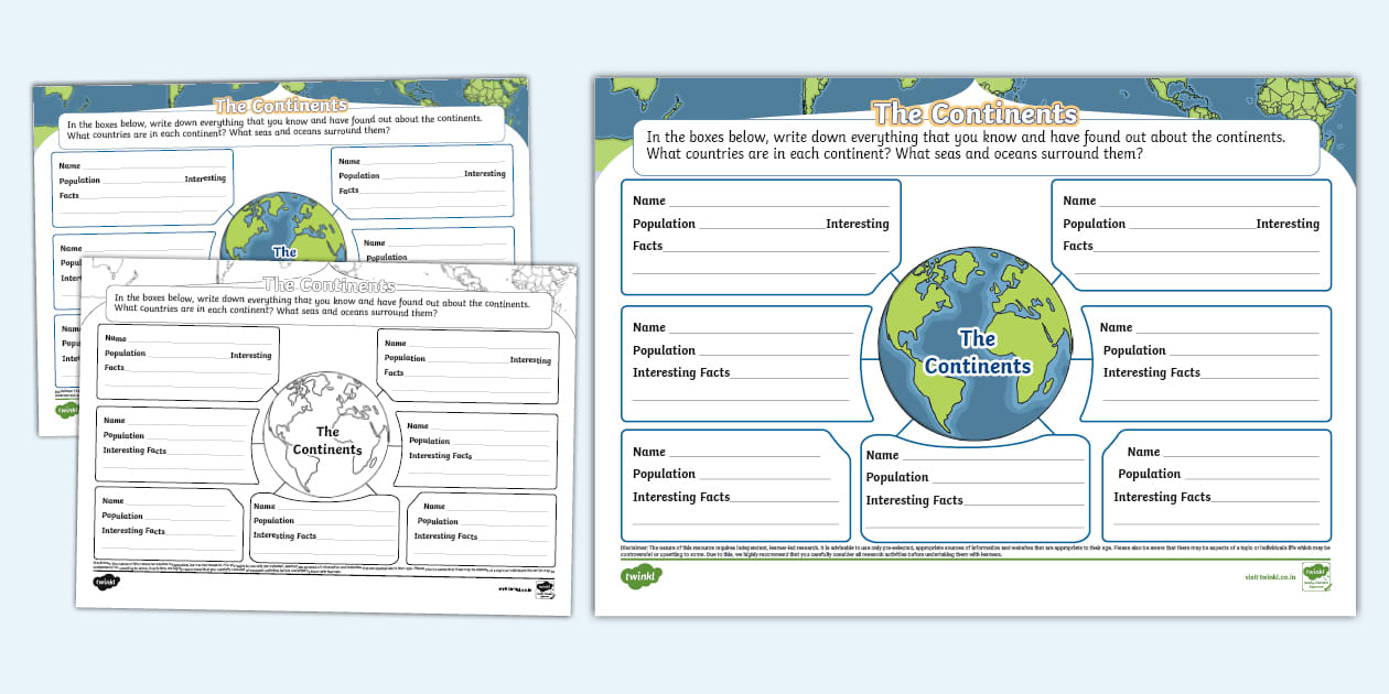 The Continents Mind Map - Twinkl Mind Map - Twinkl