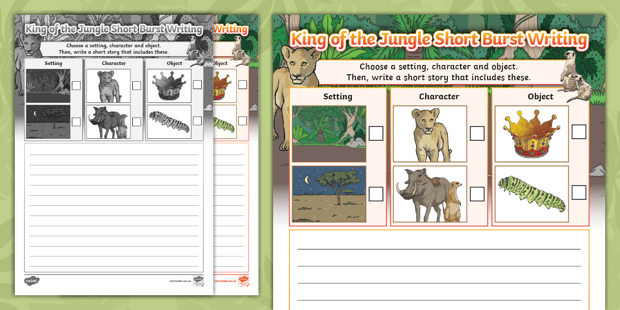 King of the Jungle Short Burst Writing Template