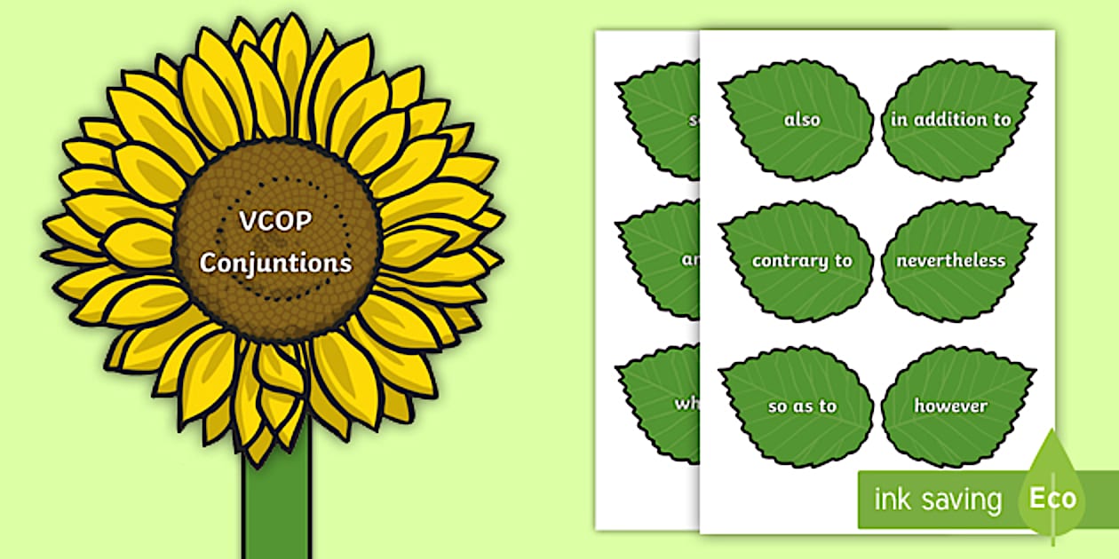 Editable VCOP Conjunction Flower Display - Twinkl