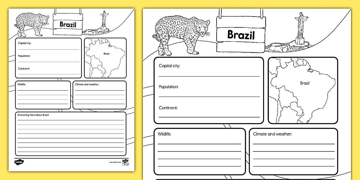 Brazil Research Worksheet for K-2nd Grade | Twinkl USA