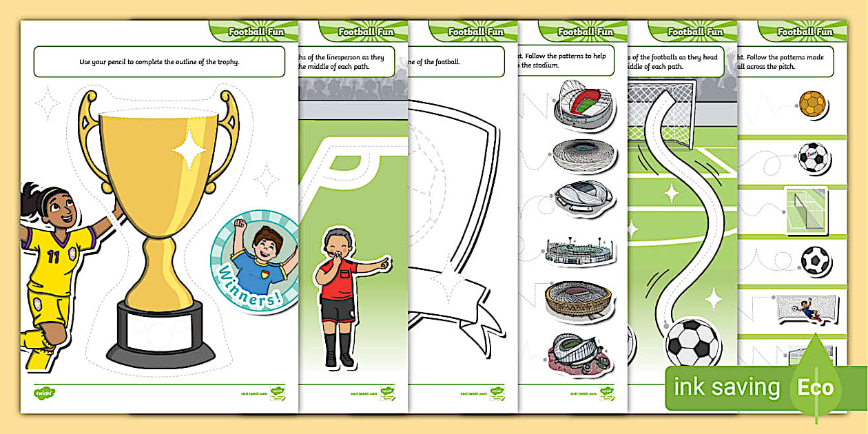 EYFS/KS1 Football Fun Pencil Control Activity Sheets