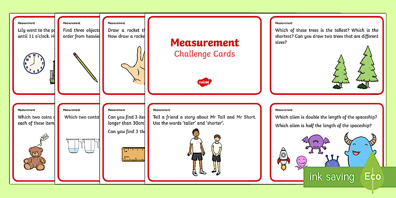 Year 1 Measurement Challenge Cards (teacher made) - Twinkl